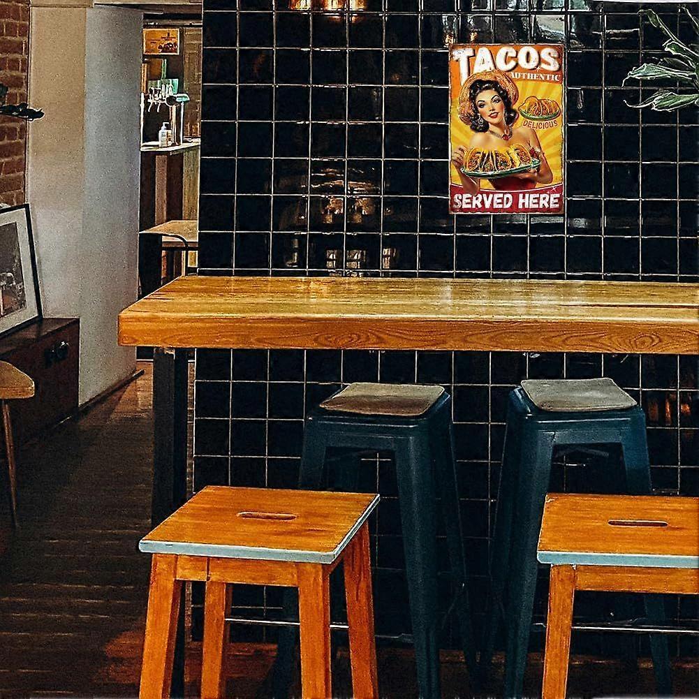Tacos Lady Vintage Metal Tin Sign Retro Gourmet Food Metal Kitchen ...