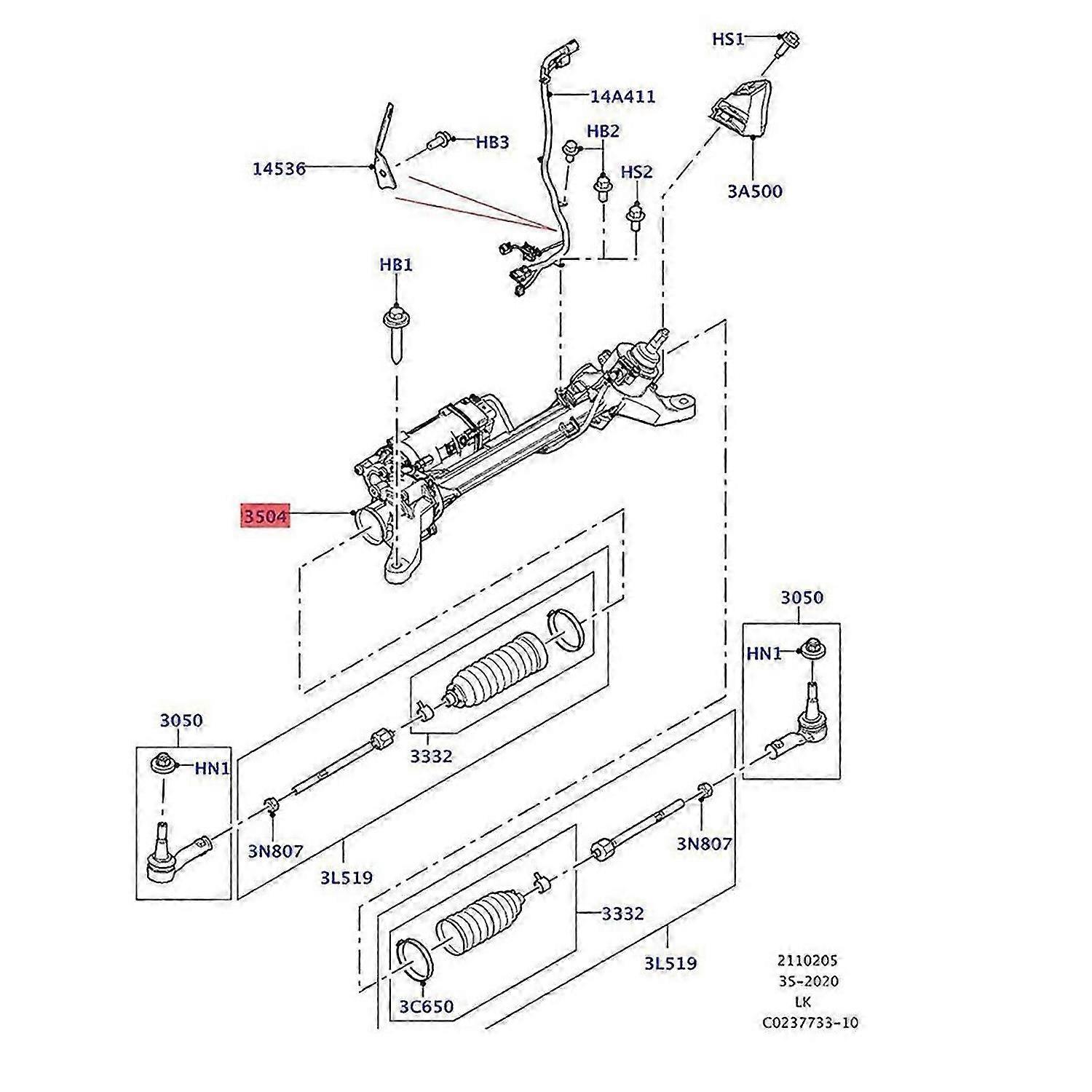 7806040564 Electric Steering Rack and Pinion Gear Belt for Land Rover ...