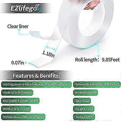 EZlifego Double Sided Tape Heavy Duty Multipurpose Removable Mounting ...