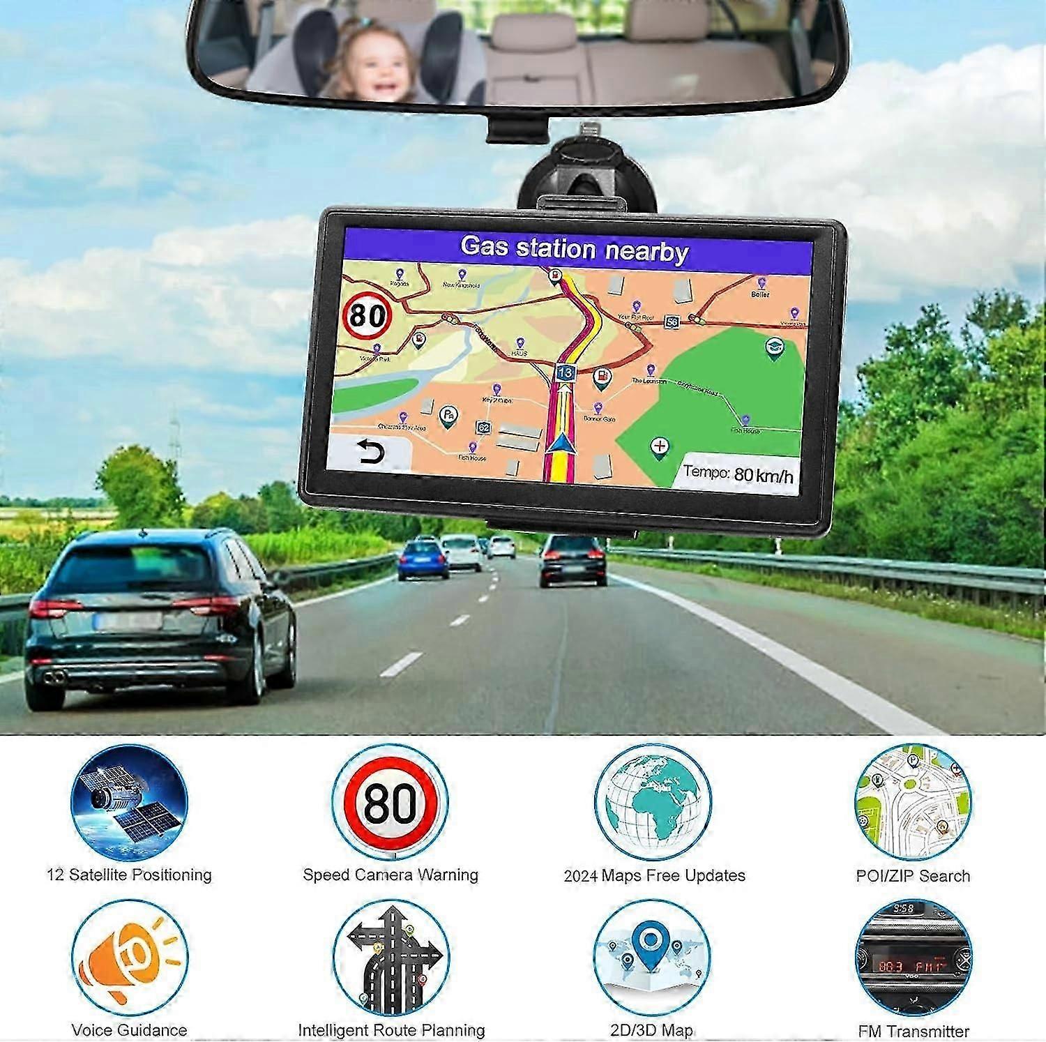 Car GPS Navigation System 7 Inch HD Display with Lifetime Maps Speed ...