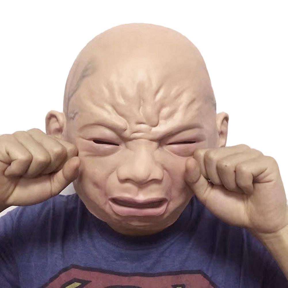 Realistic Creepy Crying Baby Mask Latex Full Head Horrible Masks ...