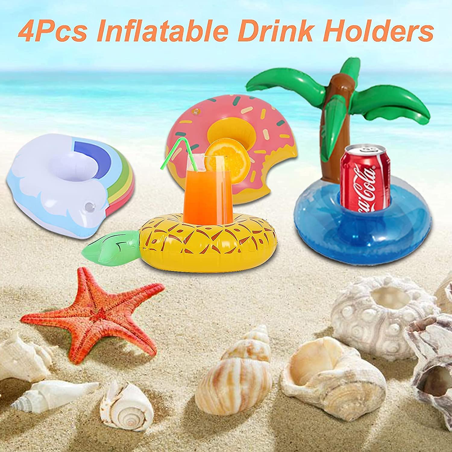 Inflatable Pool Floats With 4pcs Inflatable Drink Holders, Portable ...