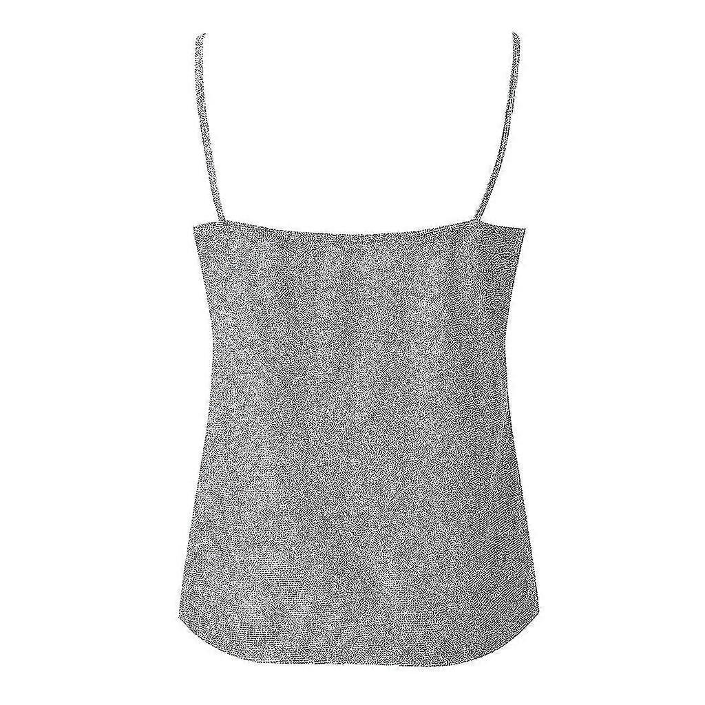 Womens Glitter Strappy Tank Tops Sexy Sparkle Cami Swing Vest Clubwear ...