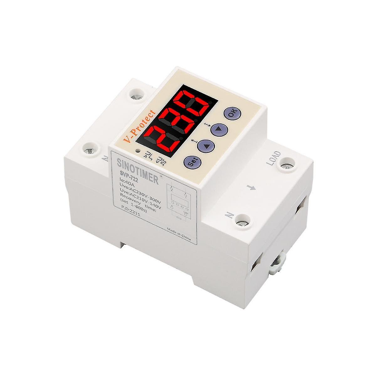 Svp-722 40a Din Rail Adjustable Over Voltage And Under Voltage Protective Device Protector Relay ...