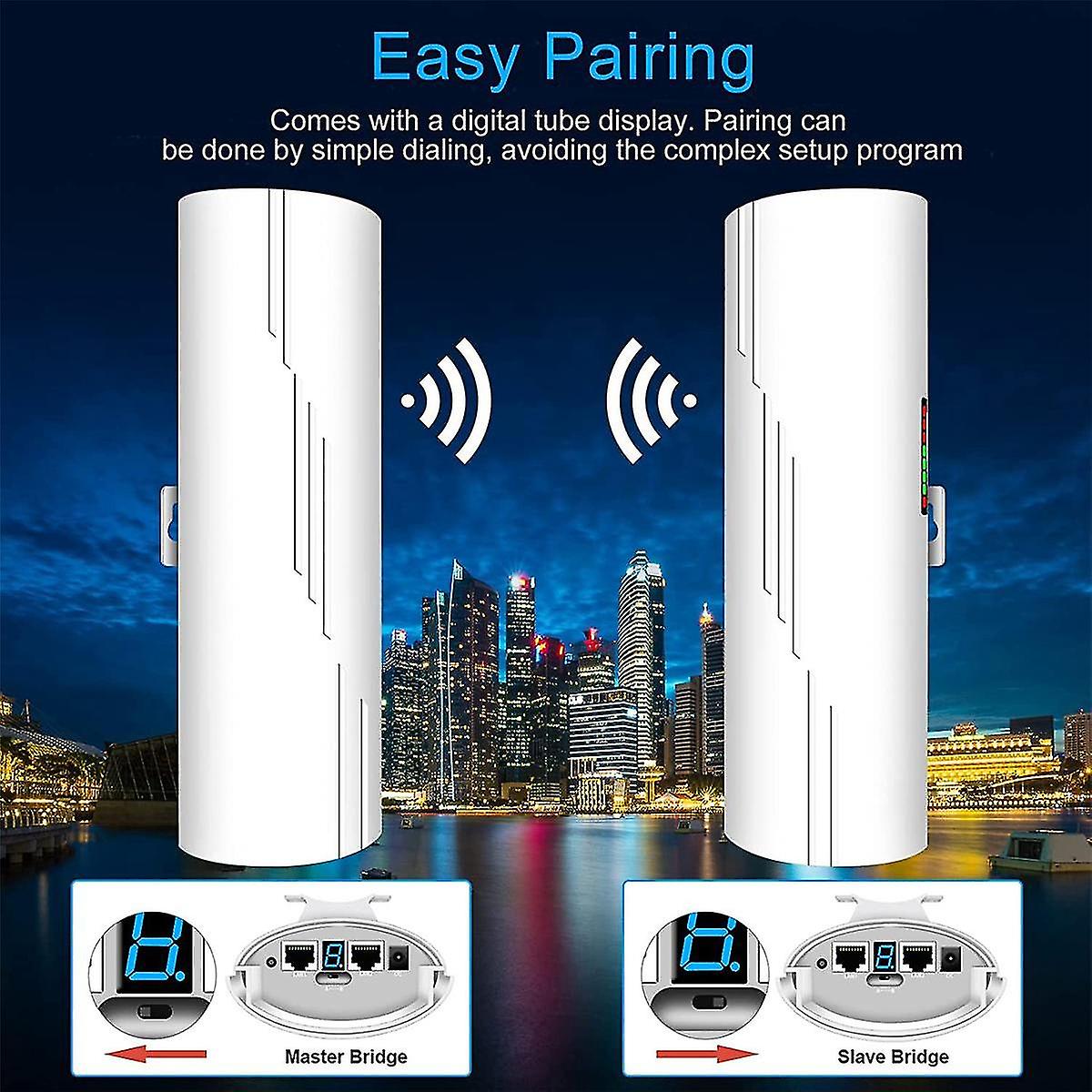2pcs Wireless Bridge, 900mpbs 5.8g Wifi Bridge, Long Range Point To ...