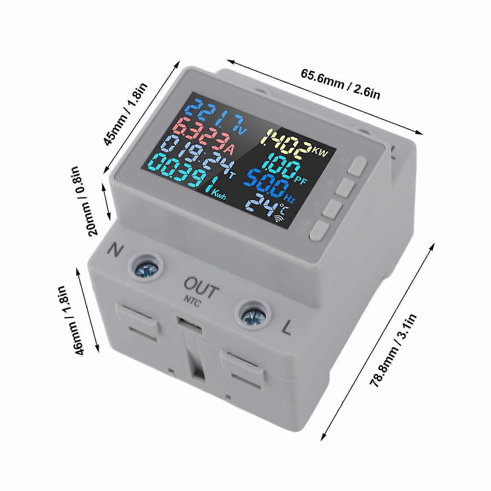 DIN Rail Voltage Current Meter 170270V 063A Digital Display Energy ...