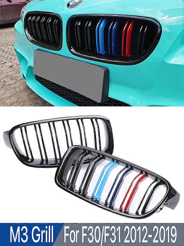 M3 Front Bumper Kidney Grill Carbon Fiber All Black Gloss Tri Color M ...