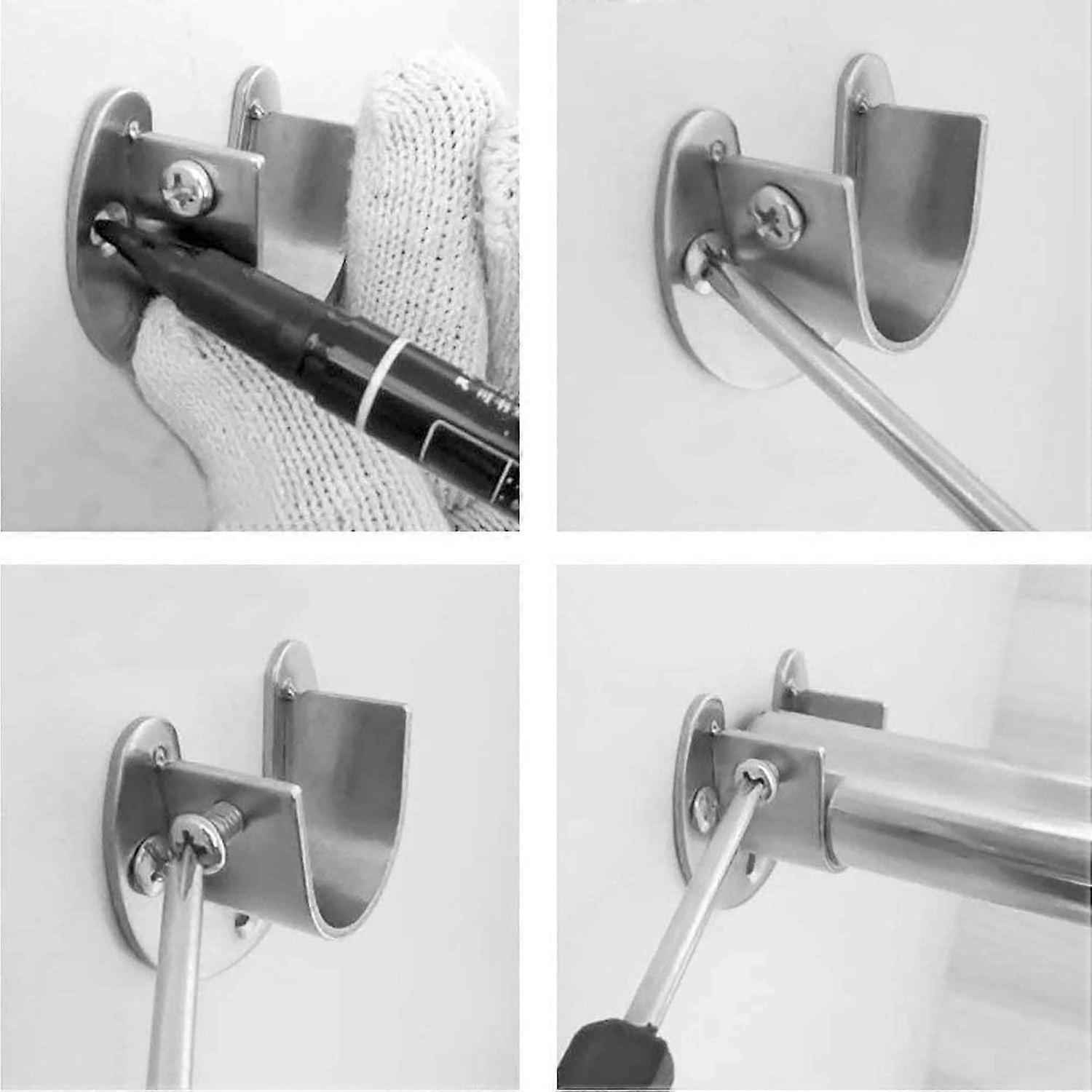 U Shaped Pole Bracket Set, 304 Stainless Steel U Pole Base Clamps for ...