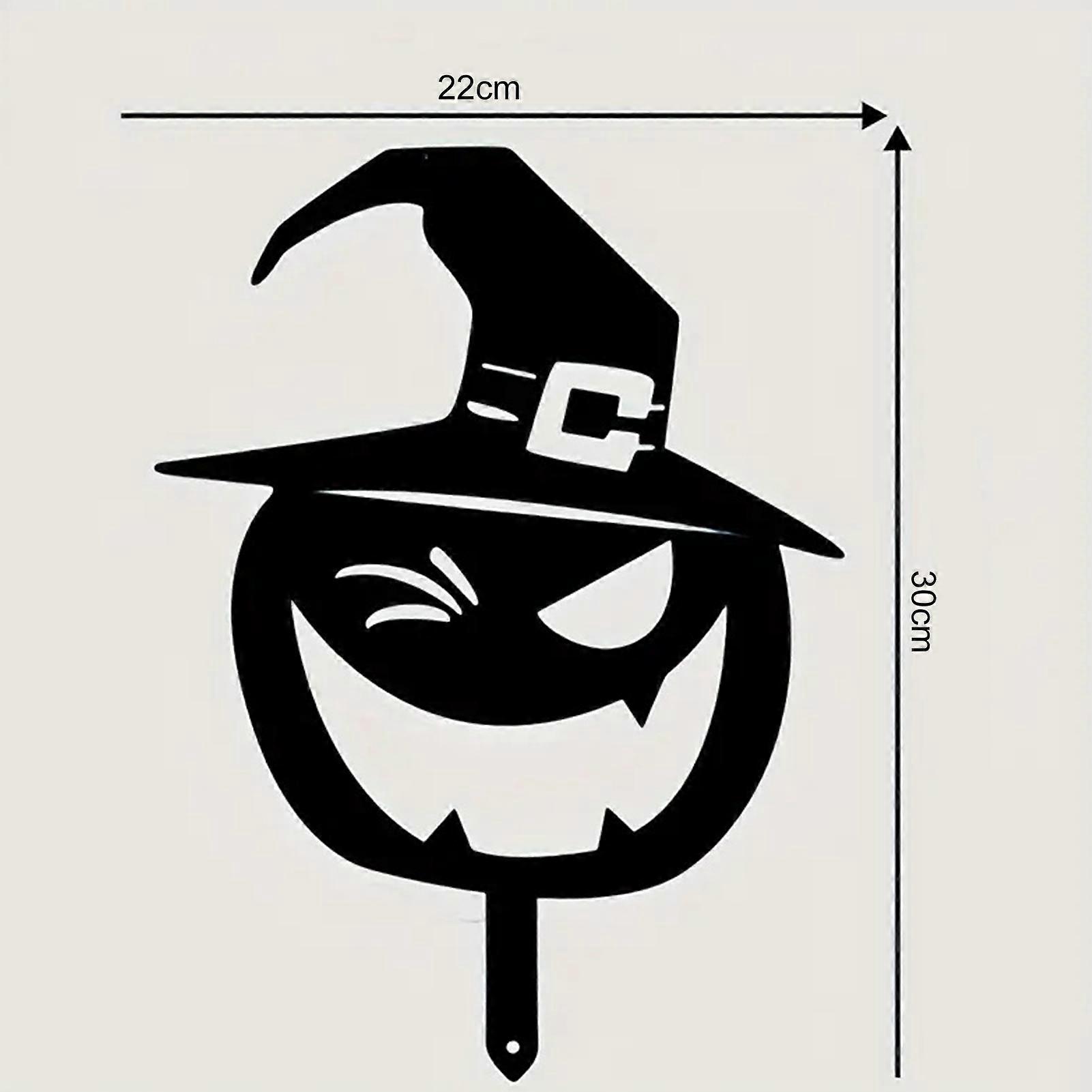 Halloween Metal Yard Sign Black Pumpkin Witch Bat Cat Ghost Silhouette ...