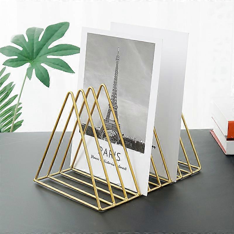 Wrought iron CD vinyl record storage rack bookshelf triangle book ...