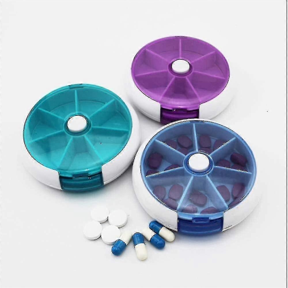 3-Pack Daily Pill Box Small, Pill Box Small For On The Go, Round Pill ...