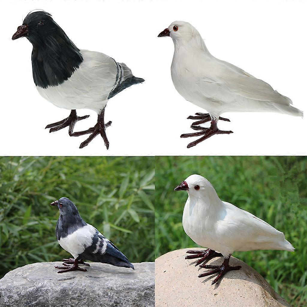2X Fake Artificial Pigeon Feathered Bird Budgie Garden Home Decoration ...