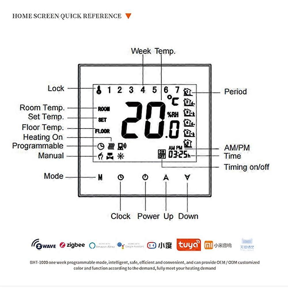BHT-1000GC Wall-mounted Boiler Heating Smart Thermostat Touch Screen ...