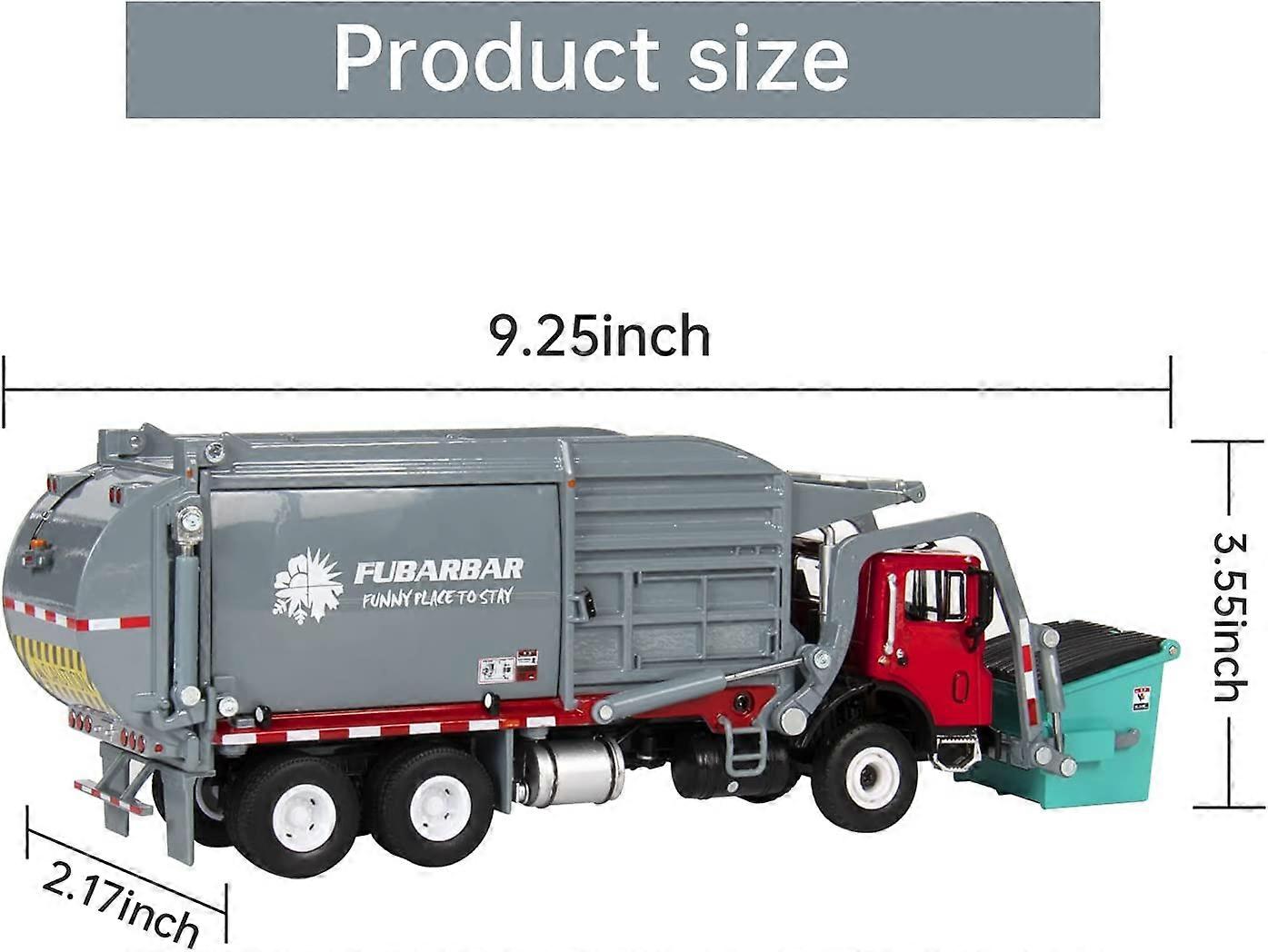 Garbage Truck Toy Model, 1:43 Scale Metal Diecast Recycling Clean Trash ...