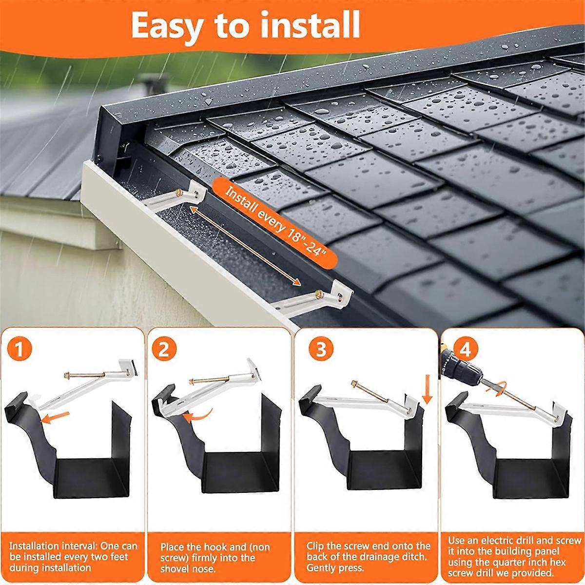 28-Pack Concealed Gutter Brackets, Sturdy Rain Gutter Brackets with ...