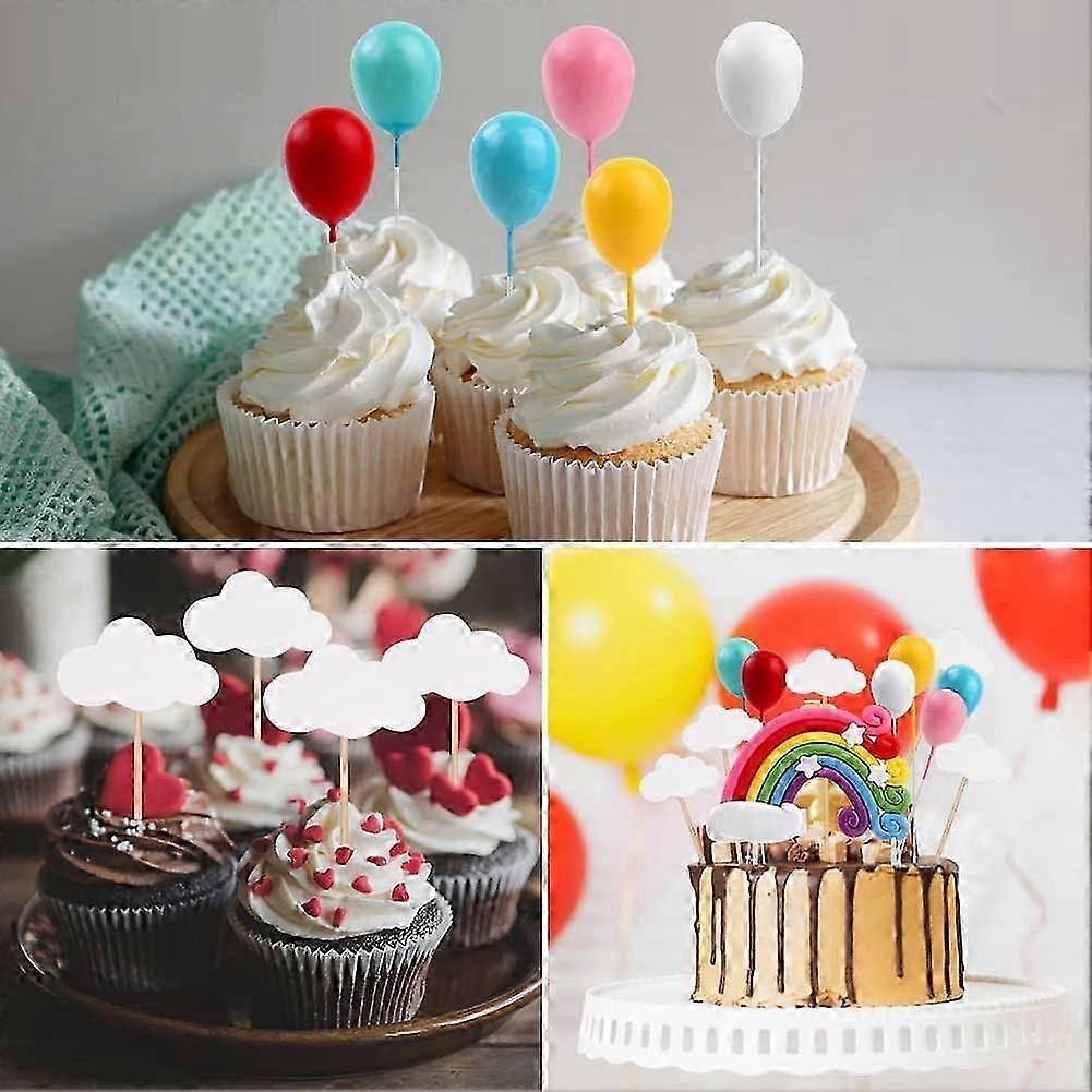 12 Pieces Happy Birthday Cake Toppers, Rainbow Balloon Cloud Theme ...