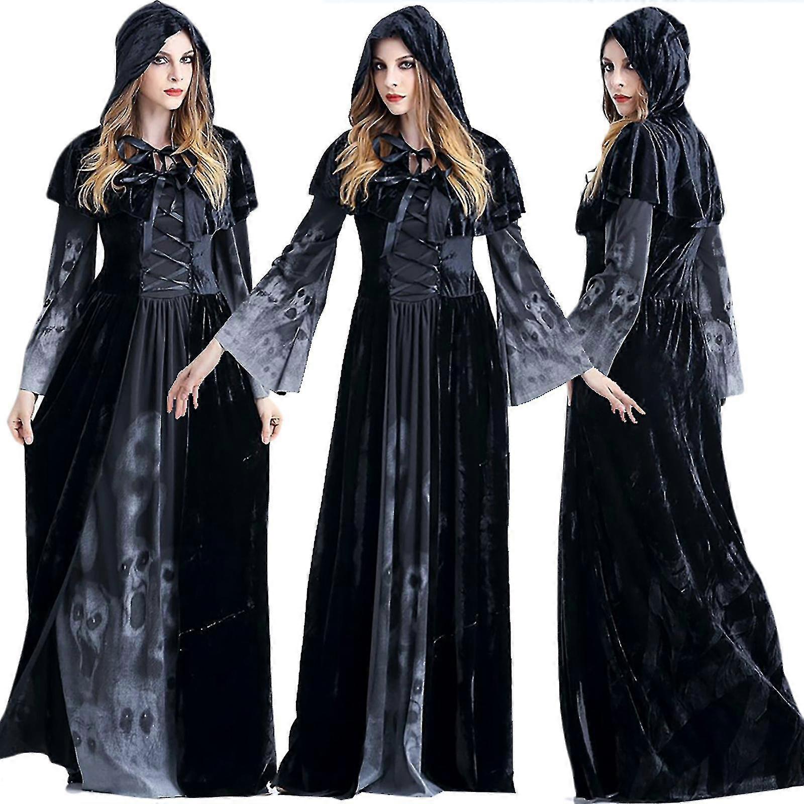 Women Medieval Renaissance Costume Evil Witch Vampire Gothic Cloak ...