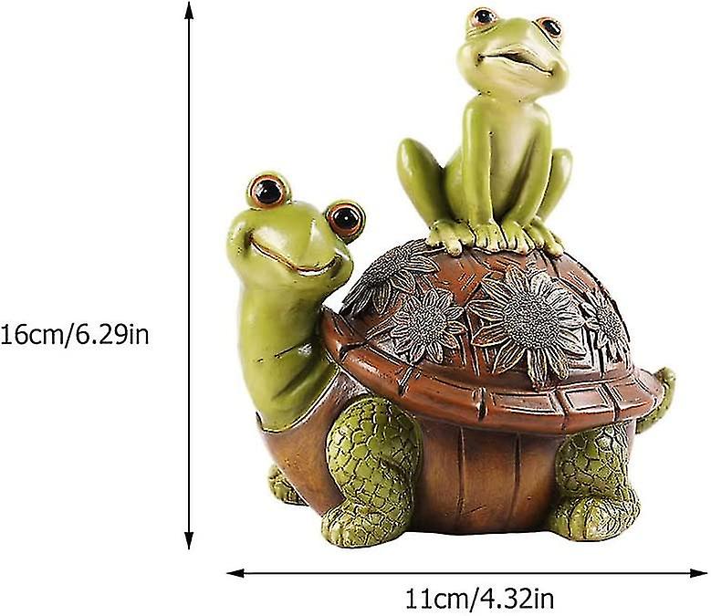 Garden Statue Turtles Figurine Cute Frog On Turtle Back Sculptures ...