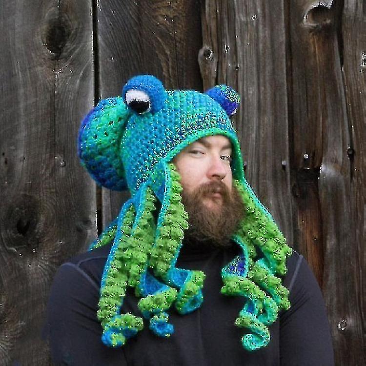 New 2022 Halloween Hat Octopus Hat Fun Headwear Hand Knitted Octopus ...