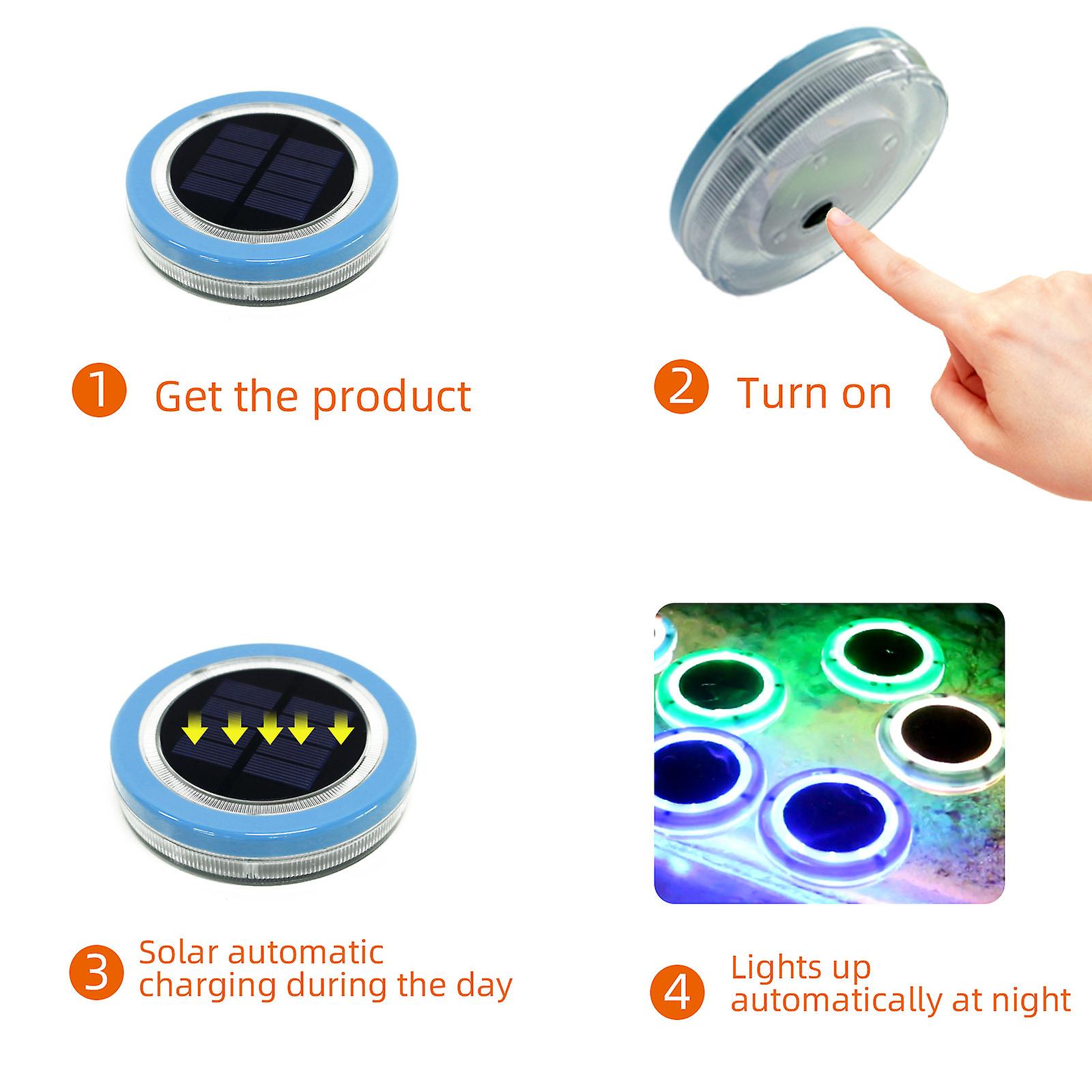 Solar LED Submersible Light, IP68 Multi-Color Underwater Lights ...