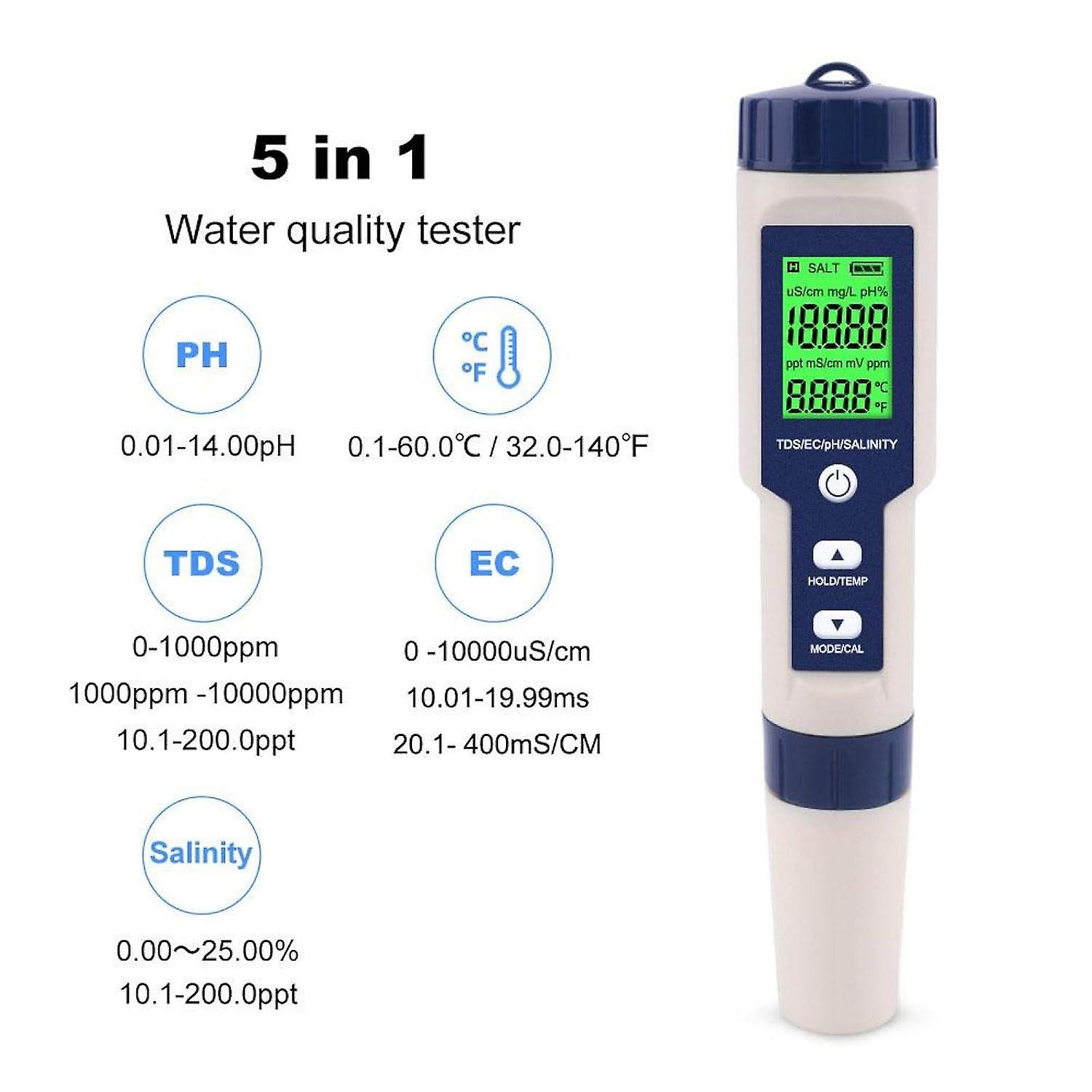 5-in-1 water quality multifunctional tester | Fruugo UK