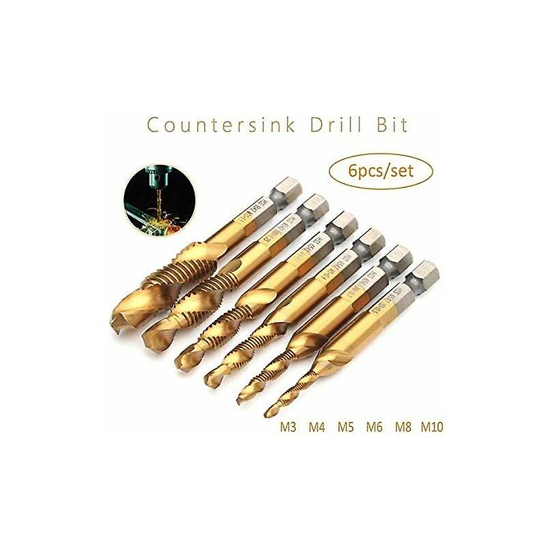 Set of 6 Thread Taps, Tap Drill, Metric Thread M3-M10 with Titanium ...