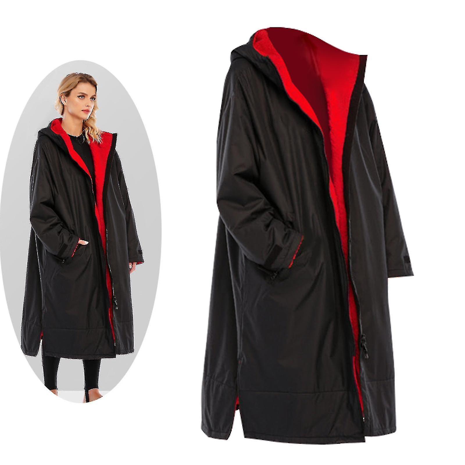 Waterproof Surf Changing Robe Outdoor Coat Jacket Hooded Cloak Black ...