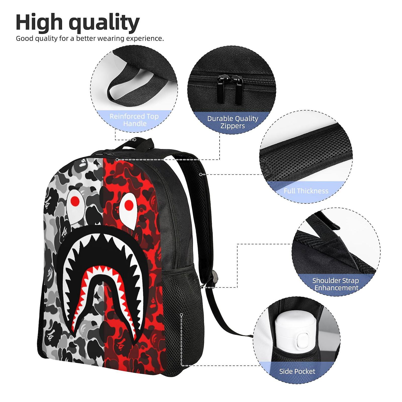 Bape Shark Camo Kids Backpack School Bags Book Bags Travel Bag For Boys ...