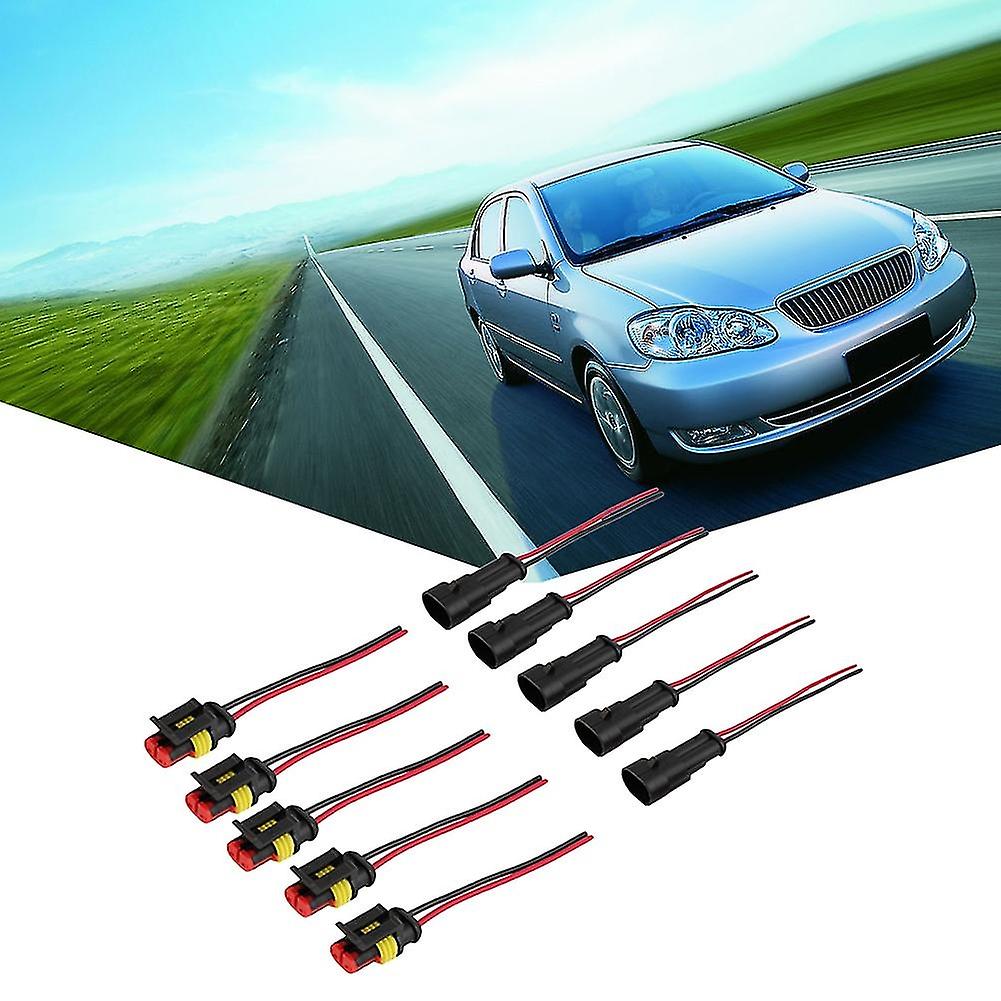 5 Sets 2 Pin Way Car Waterproof Electrical Connector Plug with Wire AWG ...