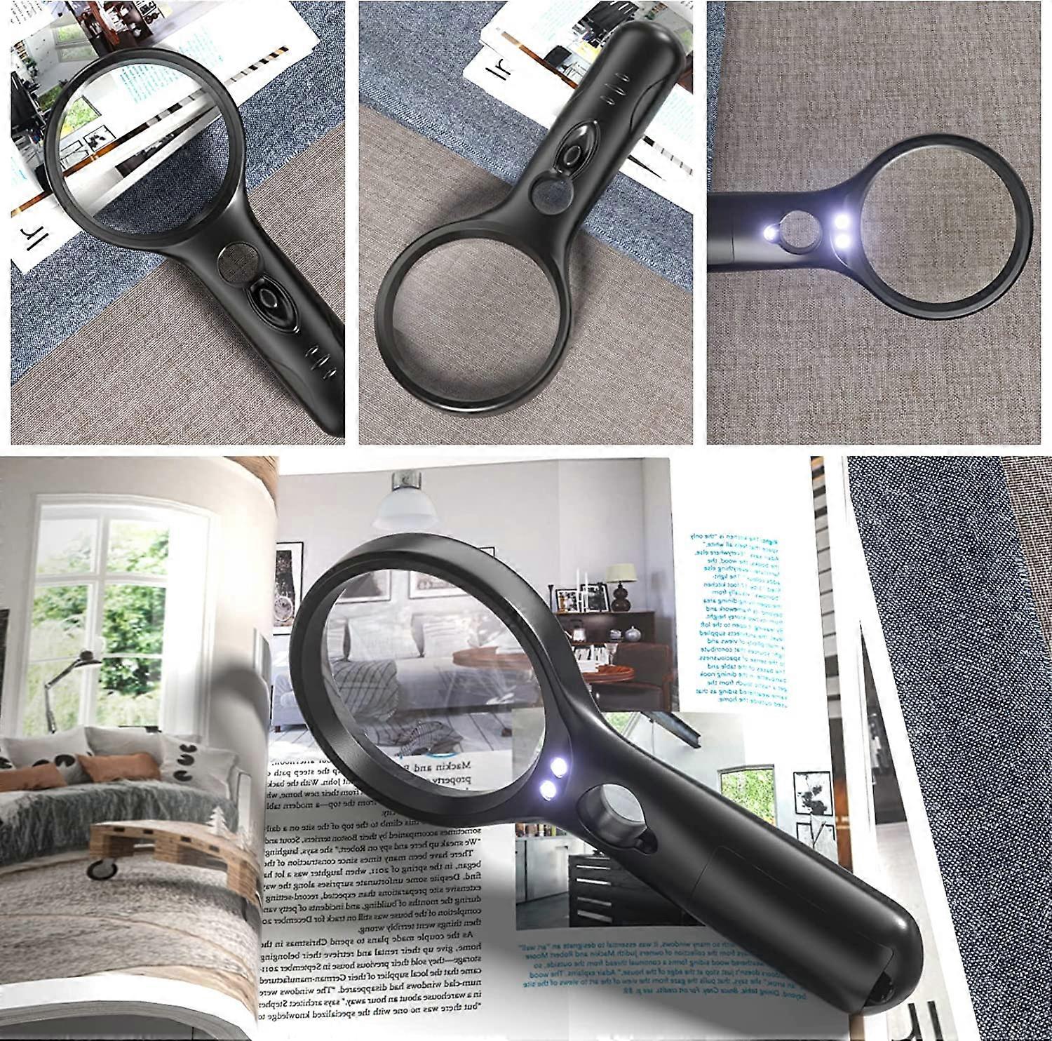 Reading Magnifier, 3X 45X Illuminated Magnifying Glass with 3 LEDs ...