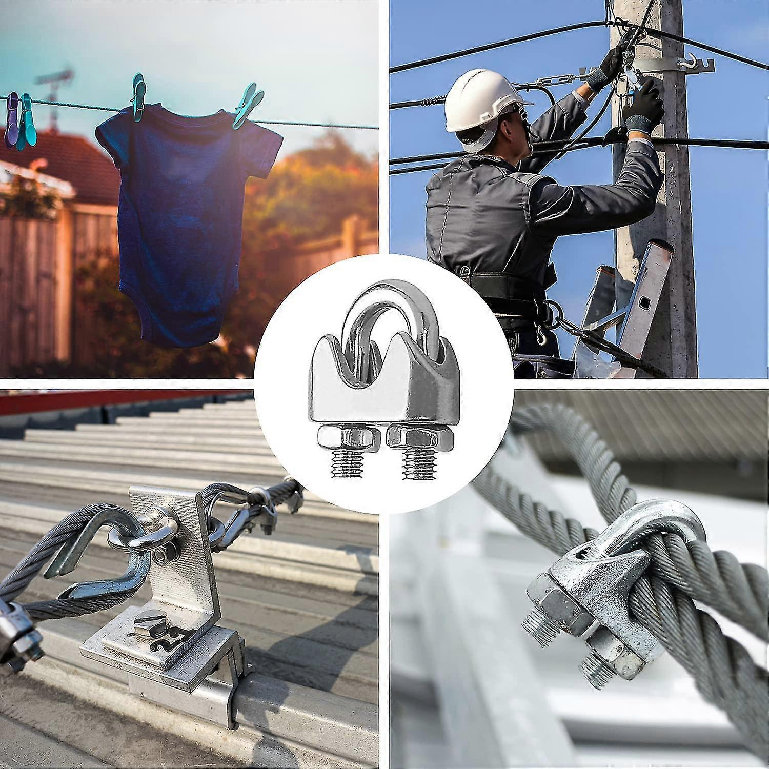M4 Wire Rope Clip 10pcs Cable Clamp U-shaped Bolt Stainless Steel Wire ...