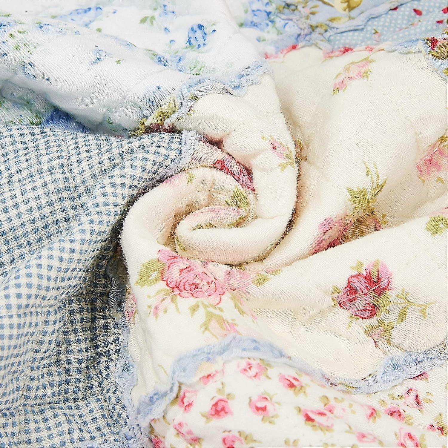 Blue bedspread 150x200cm, soft and comfortable 100% cotton single ...