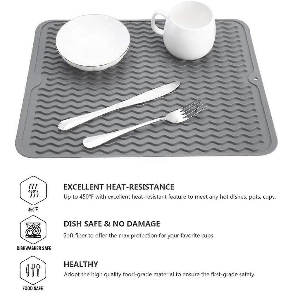 Silicone Drying Mat Silicone Heat Resistant Draining Mat 40 x 30 cm Non Slip Dish Drying Mat ...