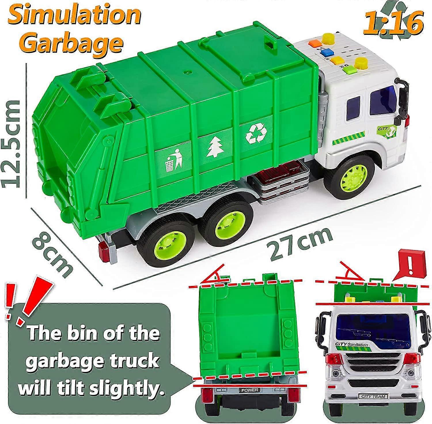 Garbage Truck Bin Lorry Toys For 3+ Years Old Boys, Rubbish Trucks ...
