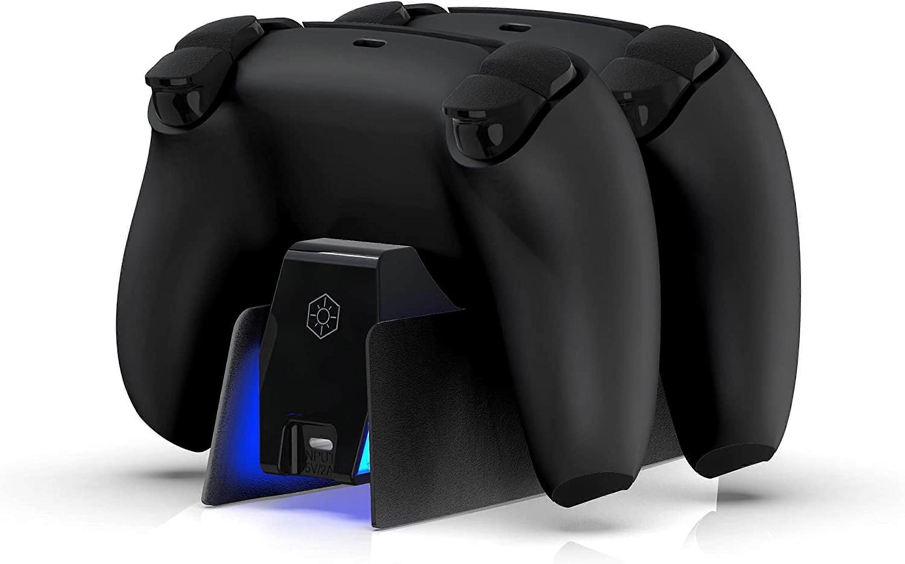 Black Charging Station with Blue Light Bar for PS5 Midnight Black ...