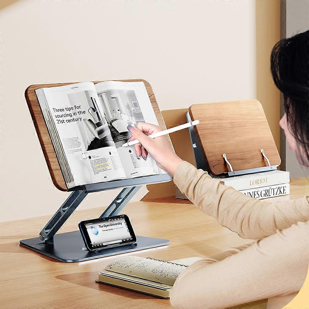 Type A OATSBASF L12 Wood Grain Metal Book Stand Folding Desktop Book ...