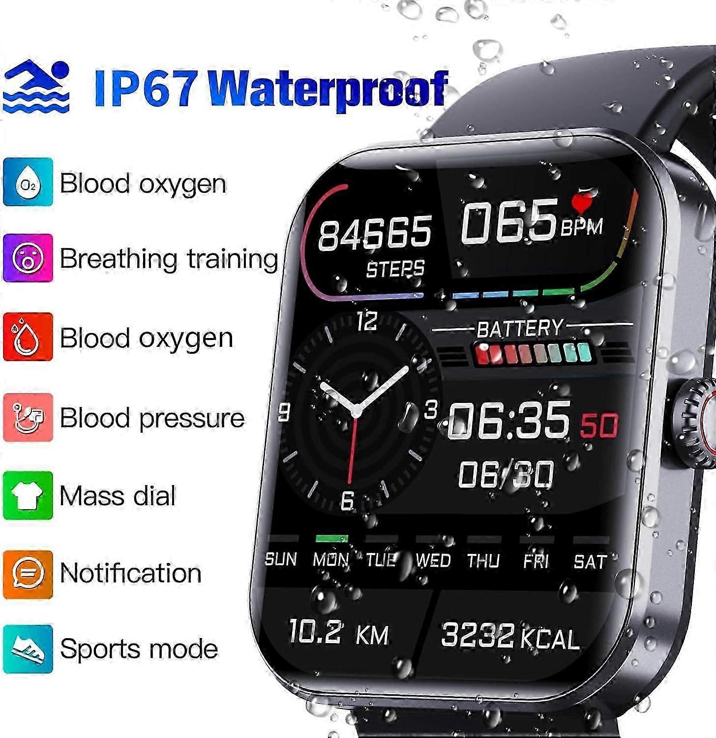 F57l Blood Glucose Monitoring Smartwatch, Fitness Tracker With Blood ...