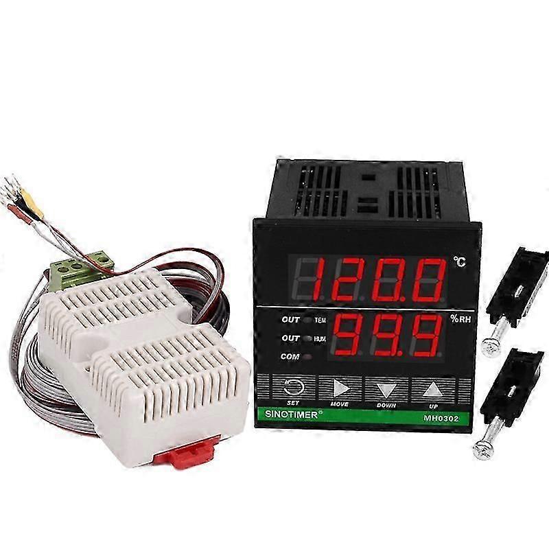 SINOTIMER Temperature Humidity Controller, MH0302 Panel Mounted Digital Temperature and Humidity ...