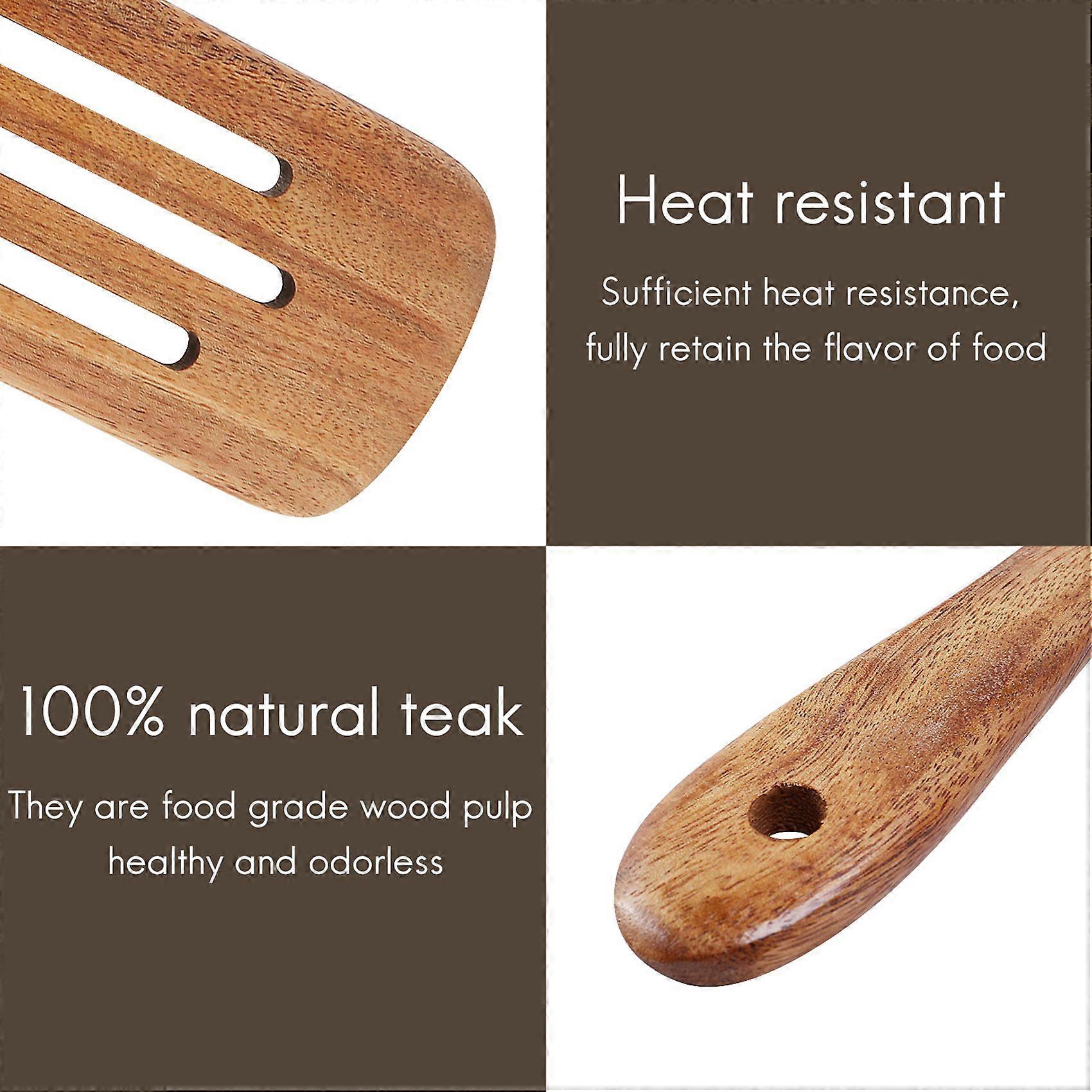 6 Pcs Wooden Spurtle Set, Teak Spurtle Set Heat Resistant Wooden ...