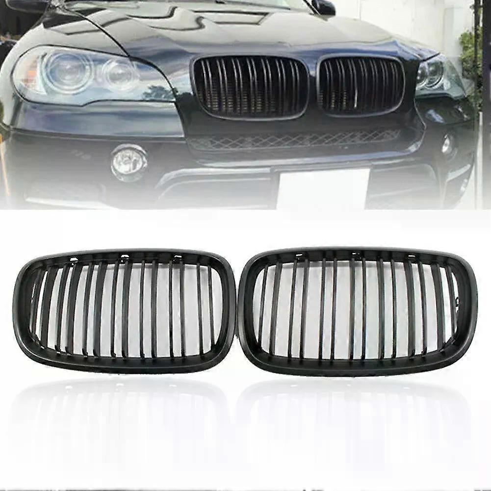 Matte Black Front Bumper Dual Slat Front Kidney Grill Grille For-BMW X5 ...