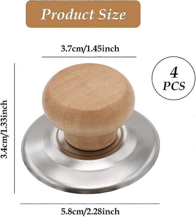 4 Pieces Wooden Lid Handle Knob, Universal Replacement Knobs, Lid Knobs ...