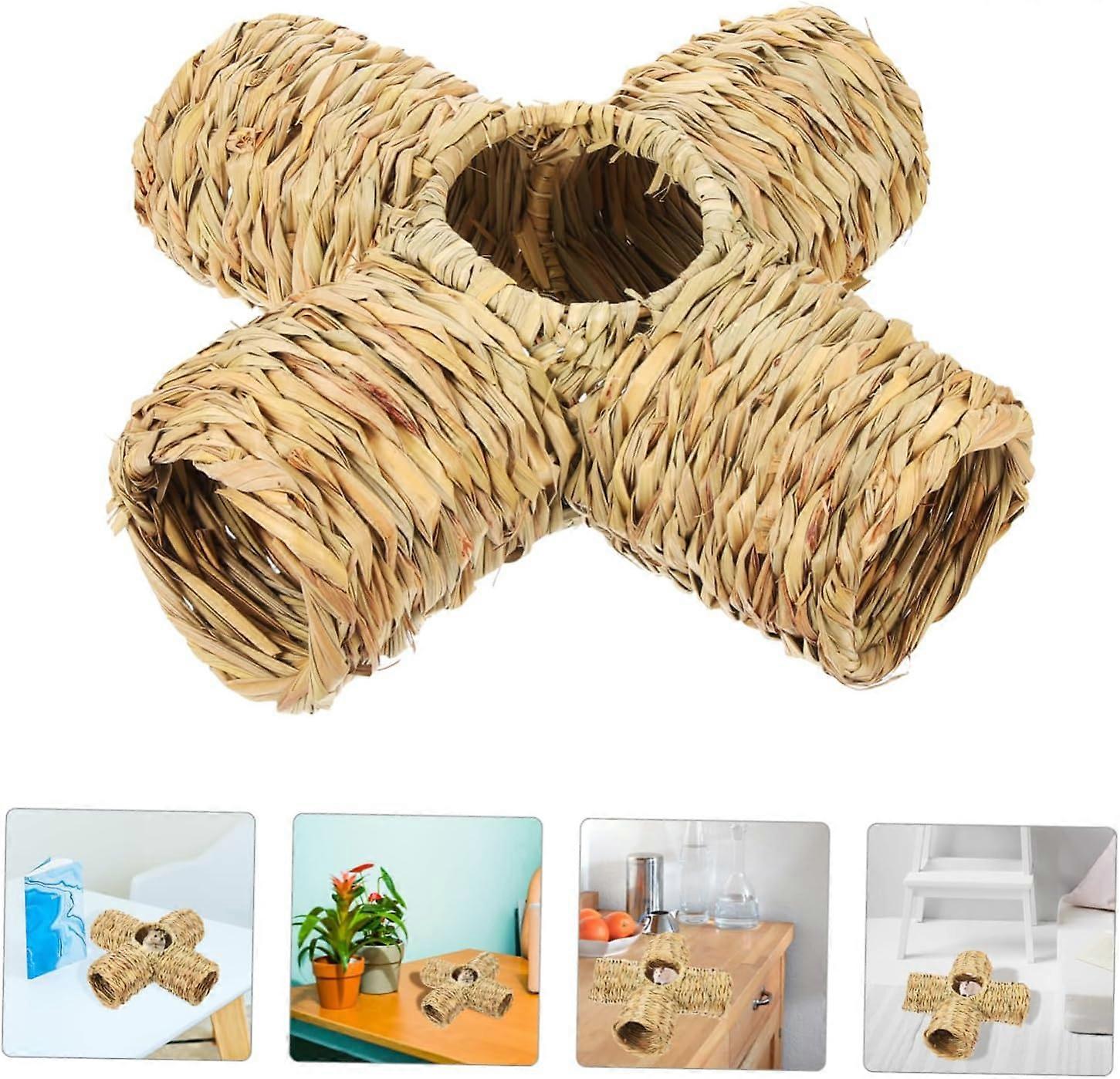 Plush Tunnel for Small Animals, Sturdy Woven Grass Tunnel, Open ...