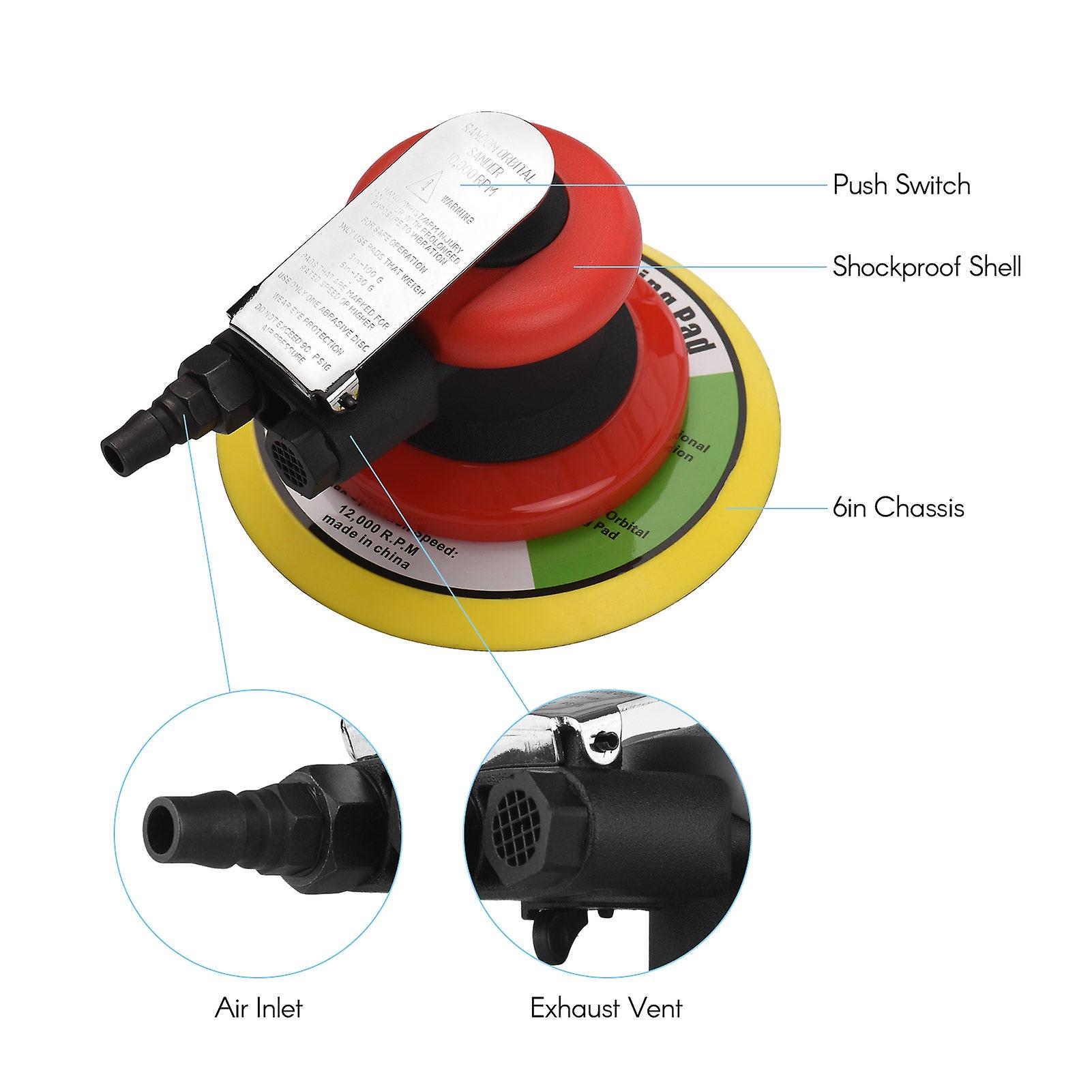 Pneumatic orbital sander air grinder 6" vacuum eccentric polishing ...