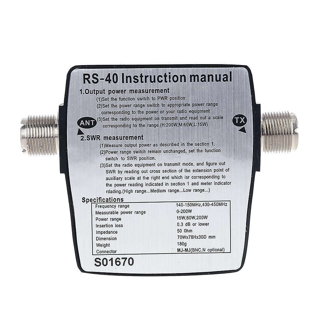 Rs40 Power Swr Meter Rs-measurable Up To 200w Power Range With Adapter ...
