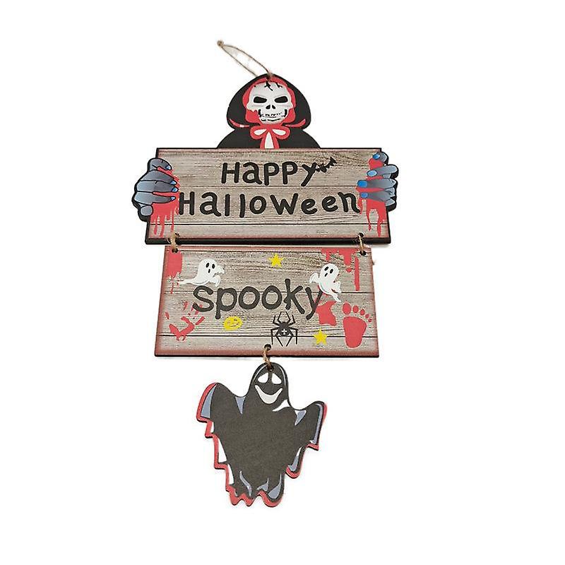 Halloween Door Hanging Decorations, Wooden Happy Halloween Welcome ...