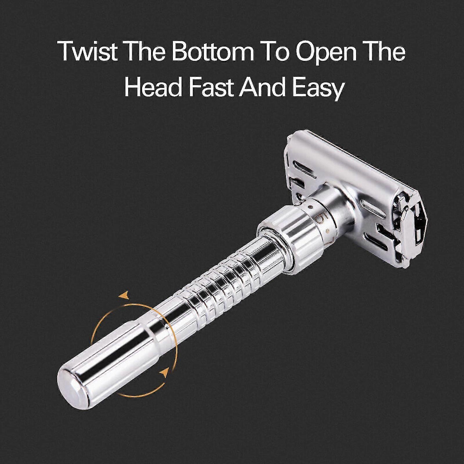 Double Edge Safety Razor for Men with Razor Stand, One Blade Metal ...