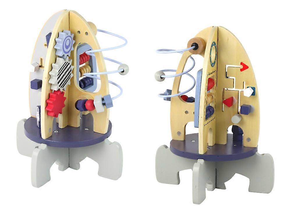 Wooden rocket toy with beads, gears and shape sorter | Fruugo UK