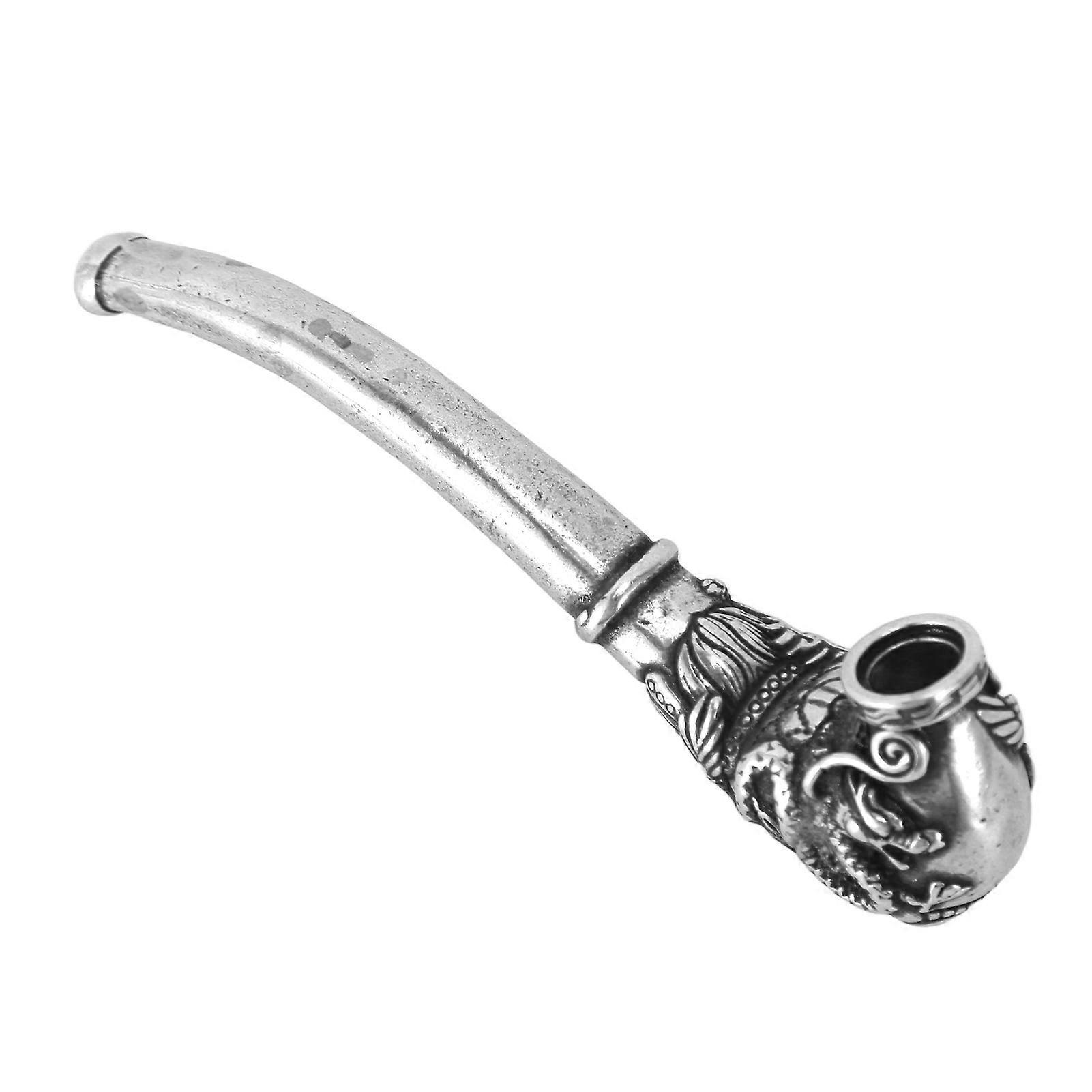 Vintage Brass Smoking Pipe Bent Hand Painted Delicate Engraving ...