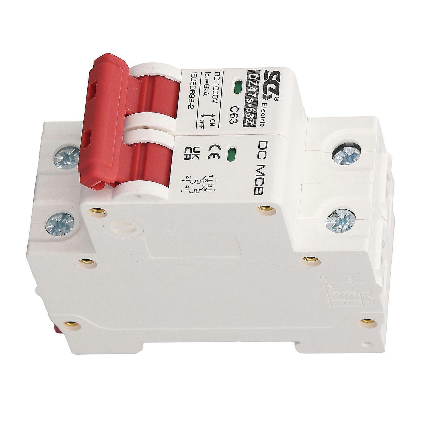 DC Circuit Breaker 2P 63A 6KA Breaking Capacity DIN Rail Installation Miniature Circuit Breaker ...