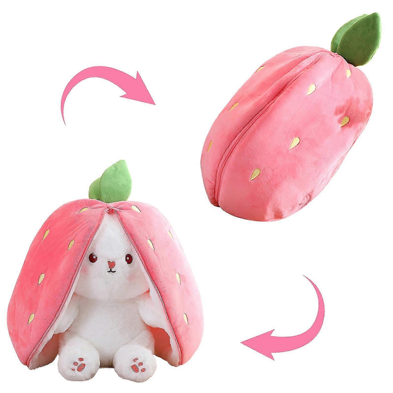 Kids Toys Easter Stuffed Cute Bunny Turn Into Rabbit Fruit Doll Carrot ...